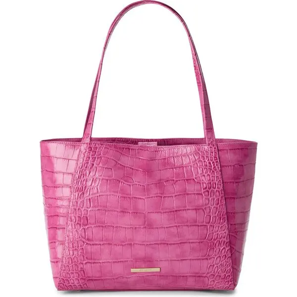 Brahmin Croc Embossed Leather Tote - Pink