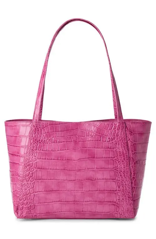 Brahmin Croc Embossed Leather Tote - Pink