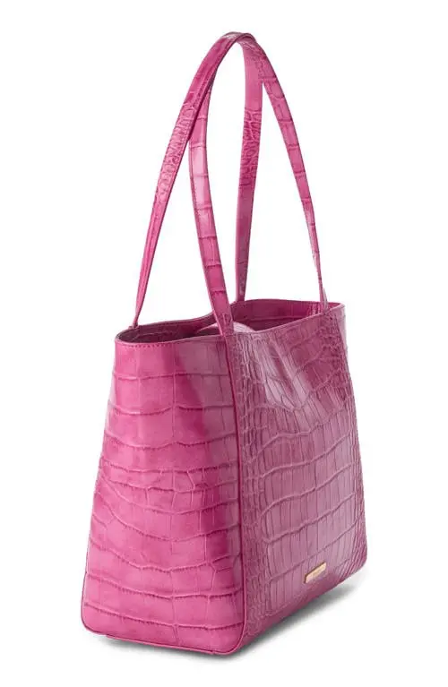 Brahmin Croc Embossed Leather Tote - Pink