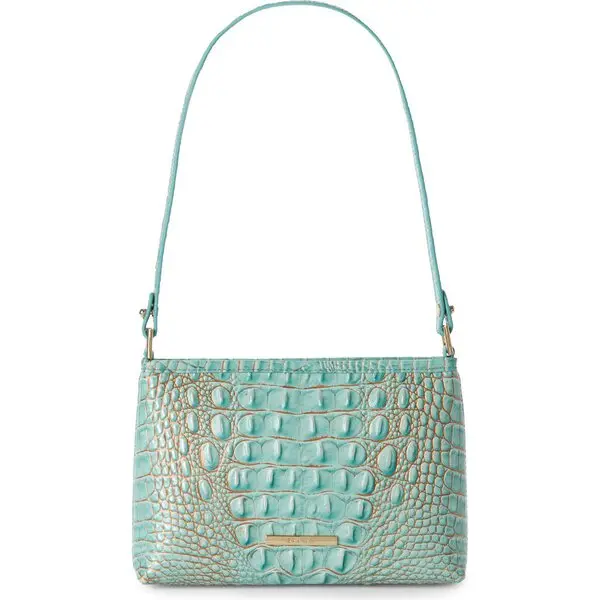 Brahmin Croc Embossed Leather Shoulder Bag - Waterfall