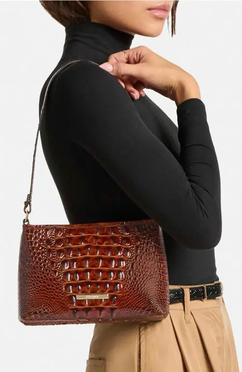 Brahmin Croc Embossed Leather Shoulder Bag - Waterfall