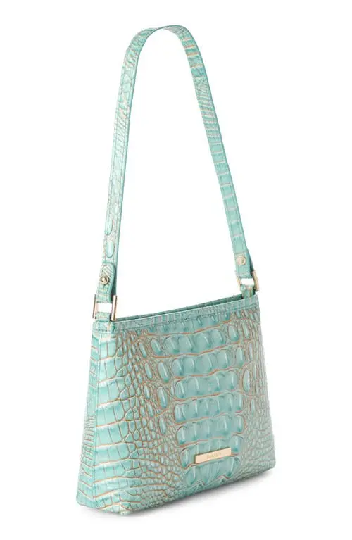 Brahmin Croc Embossed Leather Shoulder Bag - Waterfall