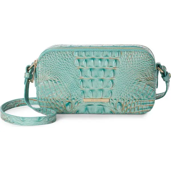 Brahmin Danica Croc Embossed Leather Crossbody Bag - Waterfall
