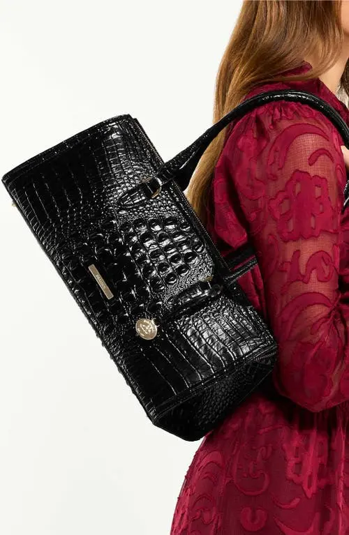 Brahmin Sophia Croc Embossed Satchel - Waterfall