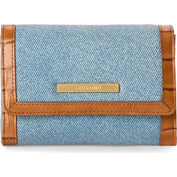 Brahmin Kerra & Croc Embossed Leather Wallet - Denim