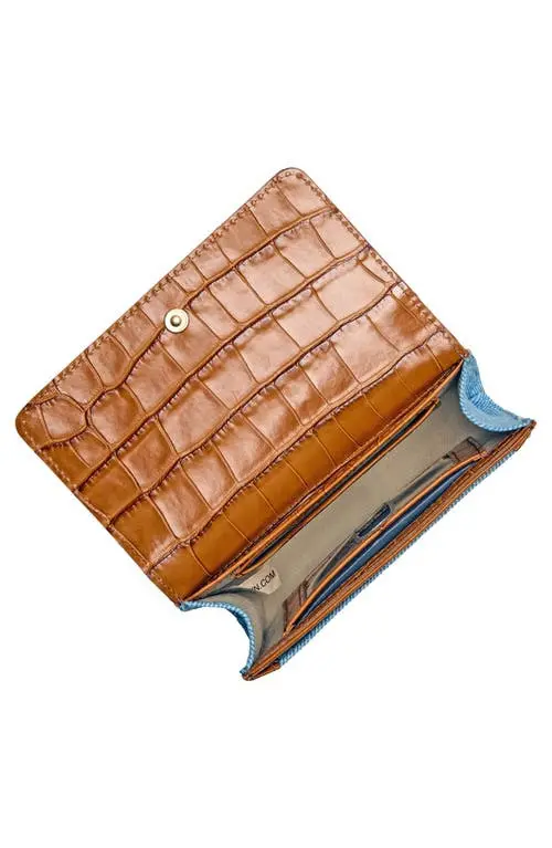 Brahmin Kerra & Croc Embossed Leather Wallet - Denim