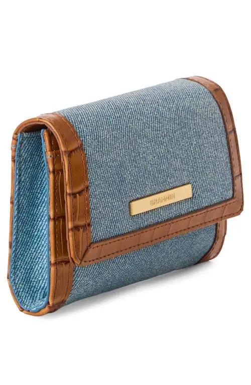 Brahmin Kerra & Croc Embossed Leather Wallet - Denim
