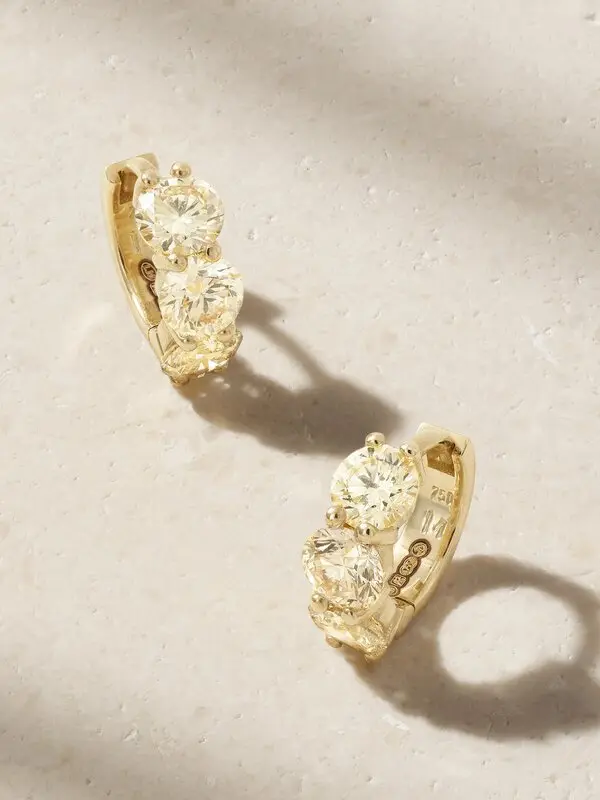 Ileana Makri Cascade Huggie 18-karat Diamond Hoop Earrings - Gold