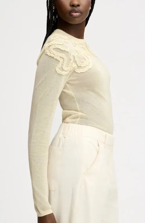 Sam Edelman Crewneck Sweater With Ruffle Trim