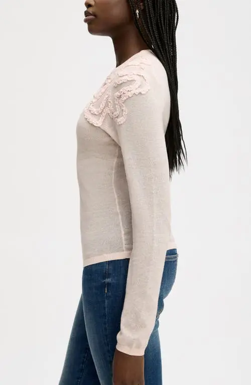 Sam Edelman Crewneck Sweater With Ruffle Trim - Soft Pink