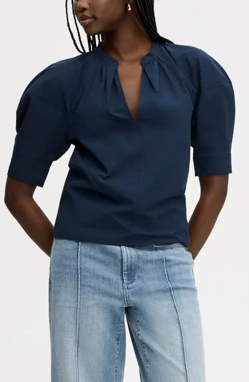 Sam Edelman Cotton Poplin Shirt - Navy