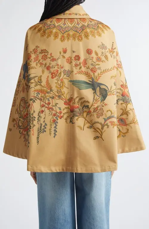 Etro Printed Cotton Belted Cape Jacket