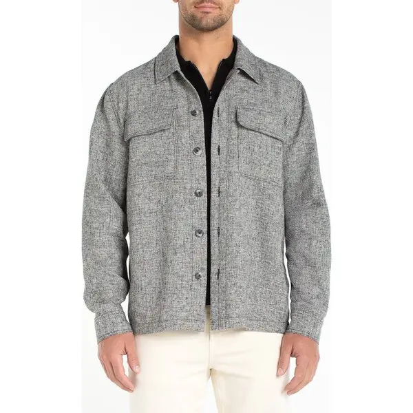 LIVERPOOL Marled Flap Pocket Overshirt - Black Multi