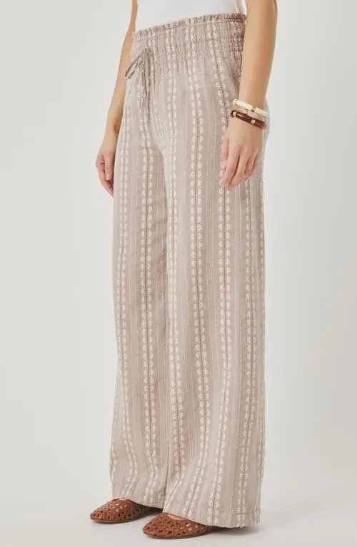 Splendid Meadow Embroidered Cotton Drawstring Pants - Light Wicker Brown