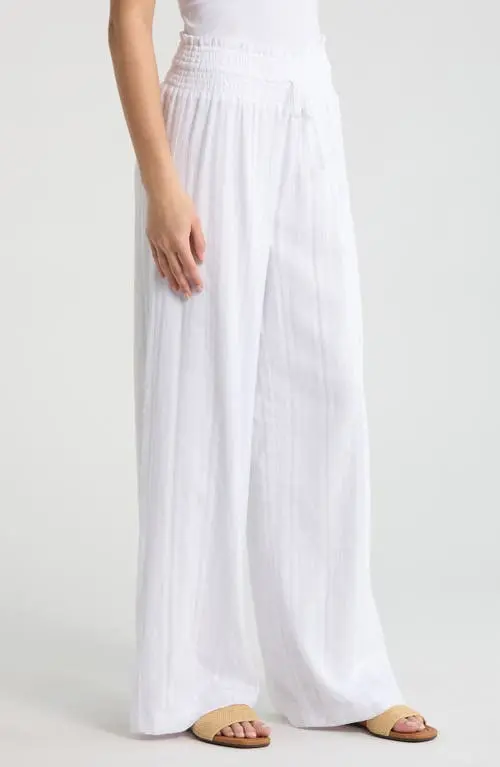 Splendid Meadow Embroidered Cotton Drawstring Pants - White
