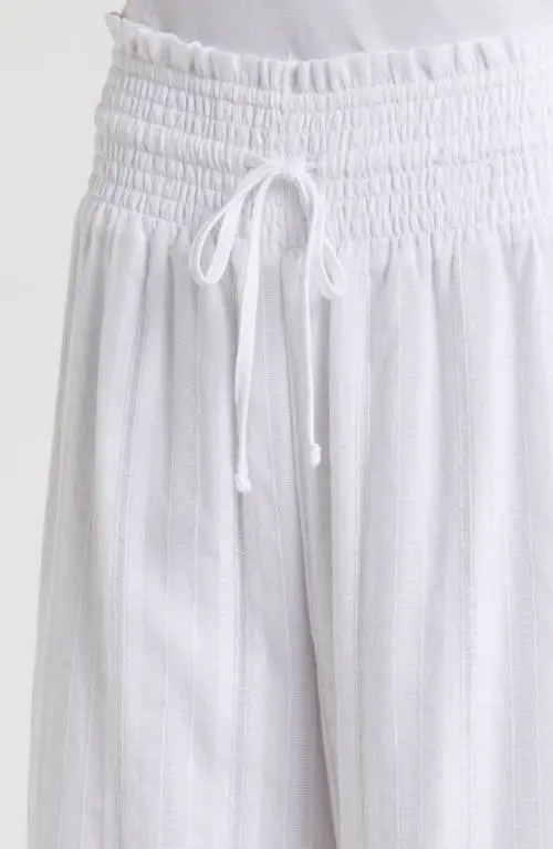 Splendid Meadow Embroidered Cotton Drawstring Pants - White