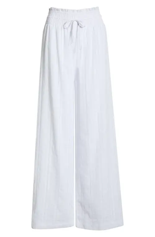 Splendid Meadow Embroidered Cotton Drawstring Pants - White