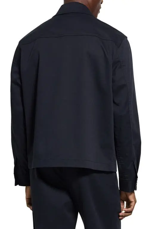 Theory Moonsoft Cotton Twill Button-up Shirt Jacket - Baltic