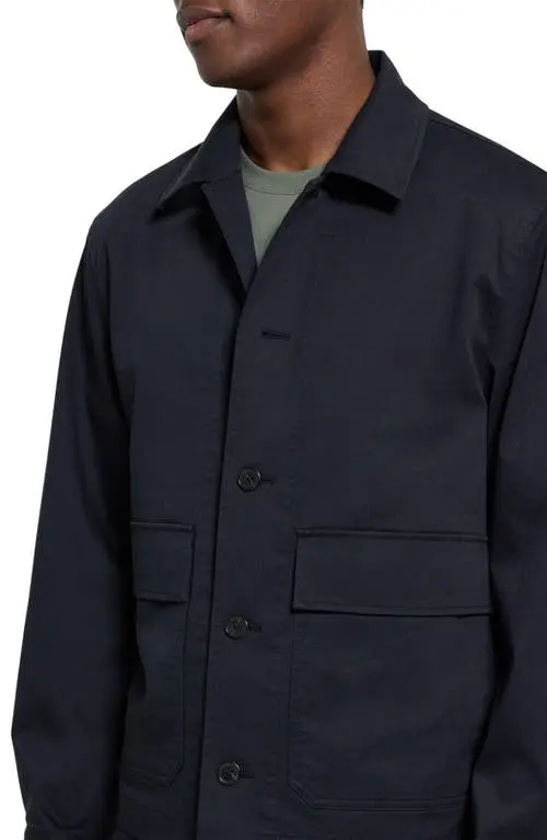 Theory Moonsoft Cotton Twill Button-up Shirt Jacket - Baltic