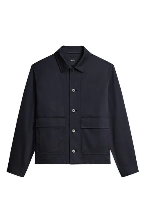 Theory Moonsoft Cotton Twill Button-up Shirt Jacket - Baltic