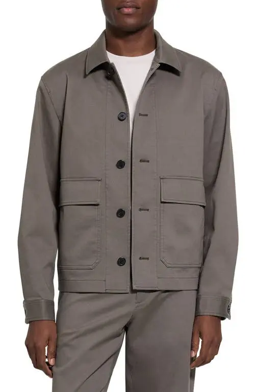 Theory Moonsoft Cotton Twill Button-up Shirt Jacket - Morel