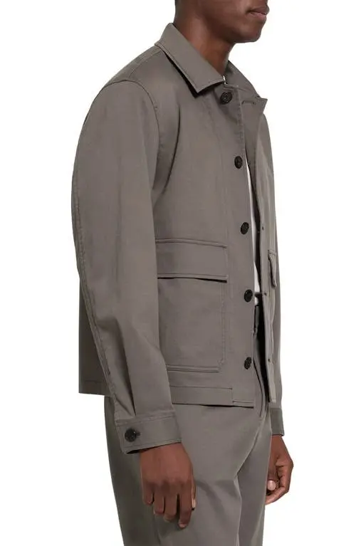 Theory Moonsoft Cotton Twill Button-up Shirt Jacket - Morel