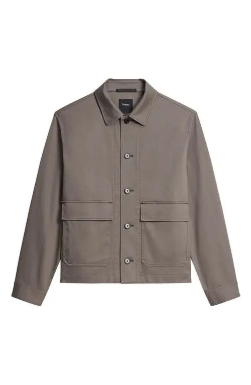 Theory Moonsoft Cotton Twill Button-up Shirt Jacket - Morel
