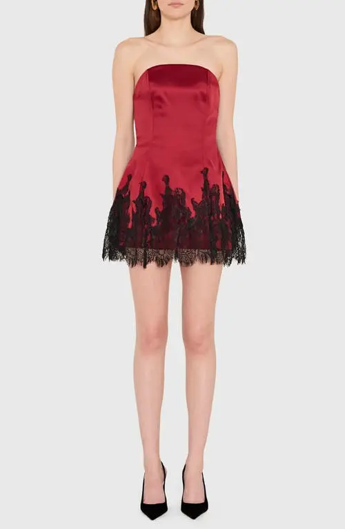Amanda Uprichard Romilly Lace Hem Strapless Romper - Rost
