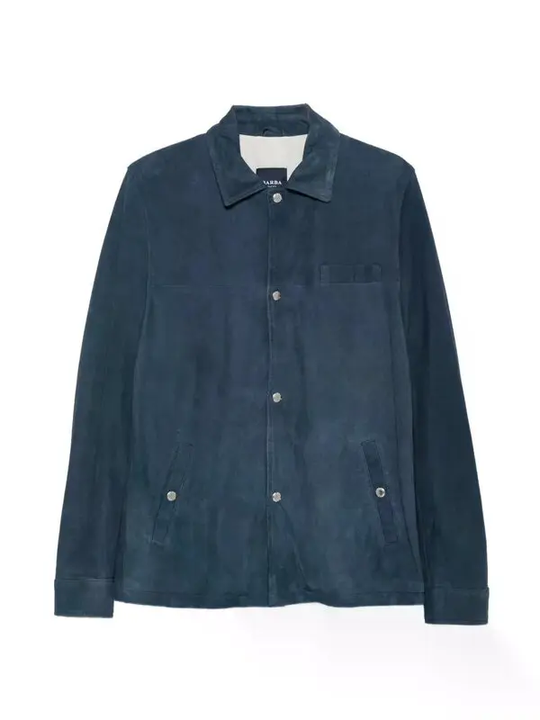 BARBA NAPOLI Sj Tyler Button Suede Jacket - Blue