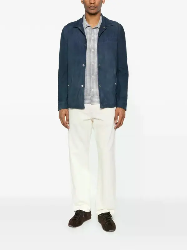 BARBA NAPOLI Sj Tyler Button Suede Jacket - Blue