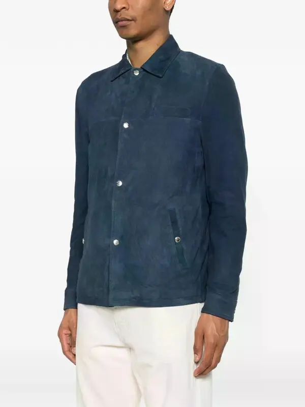 BARBA NAPOLI Sj Tyler Button Suede Jacket - Blue