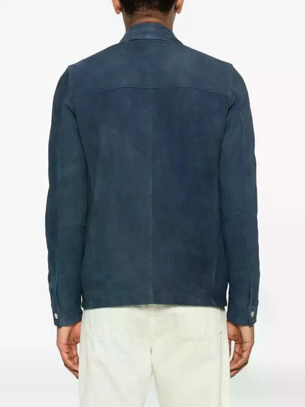 BARBA NAPOLI Sj Tyler Button Suede Jacket - Blue