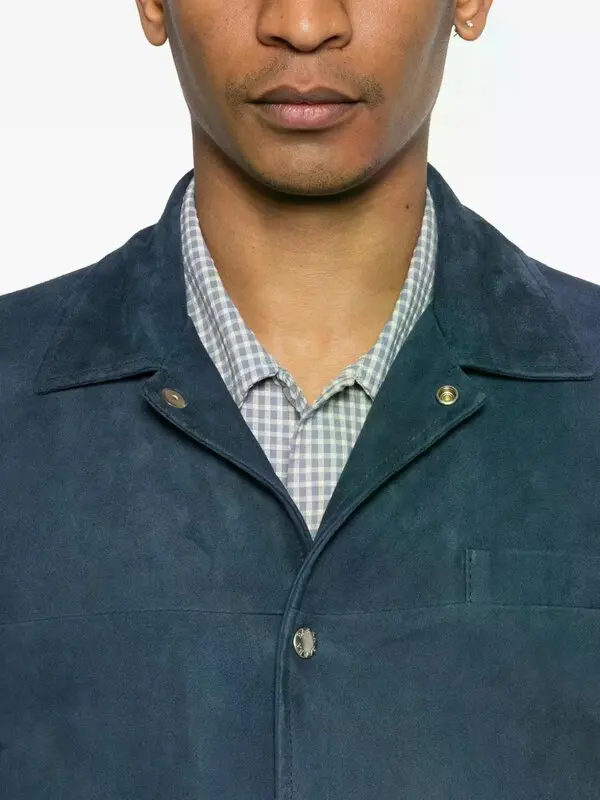 BARBA NAPOLI Sj Tyler Button Suede Jacket - Blue