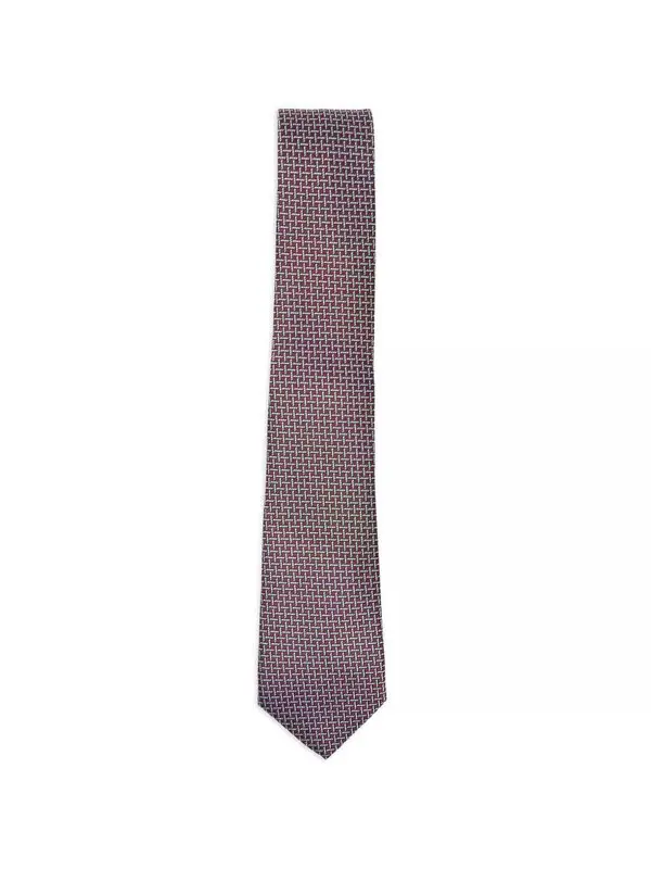 Canali Geometric-pattern Neck Tie - Red