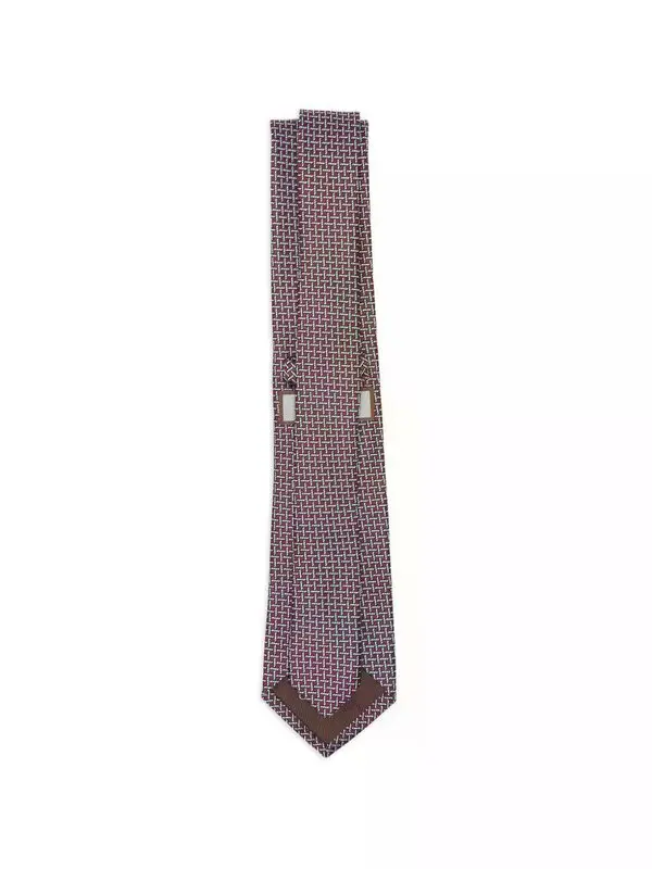 Canali Geometric-pattern Neck Tie - Red