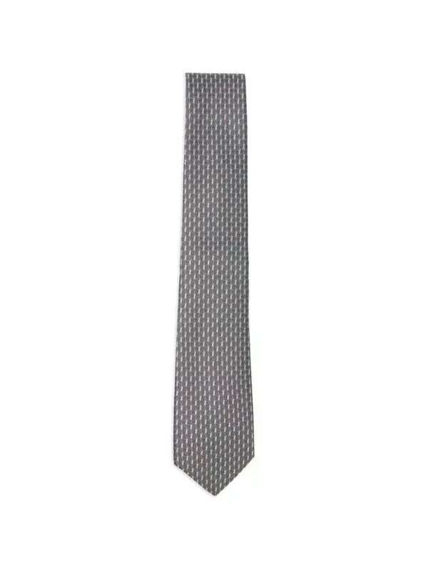 Canali Patterned Neck Tie - Grey
