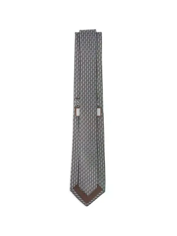 Canali Patterned Neck Tie - Grey