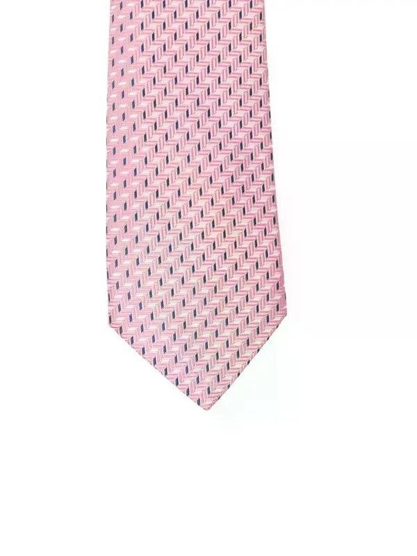 Canali Geometric-pattern Neck Tie - Pink