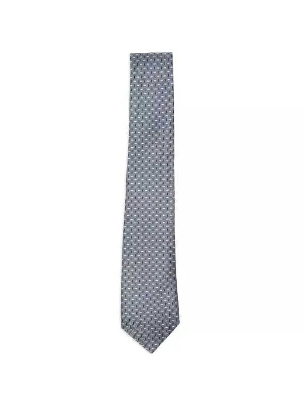 Canali Geometric-pattern Neck Tie - Blue