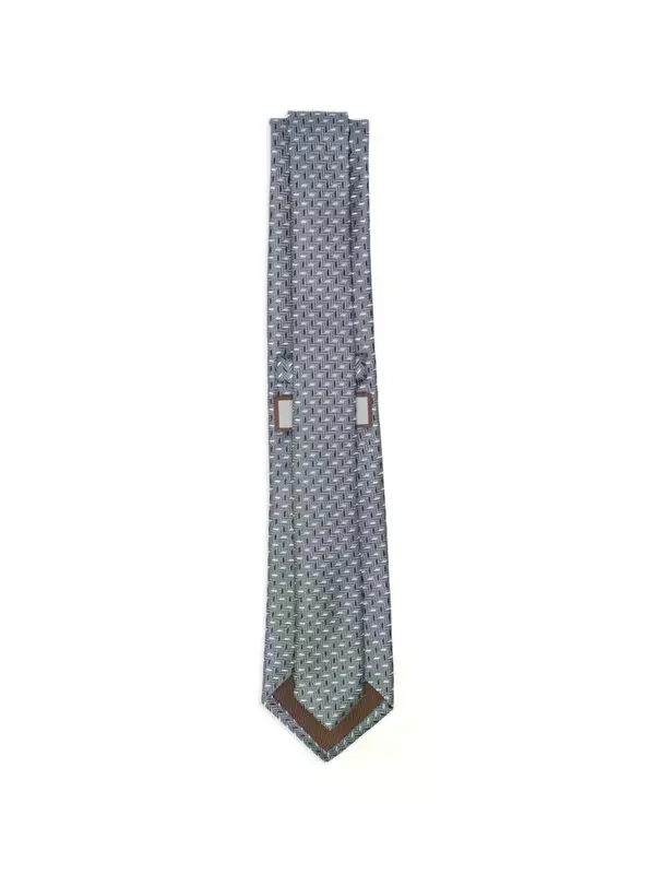 Canali Geometric-pattern Neck Tie - Blue