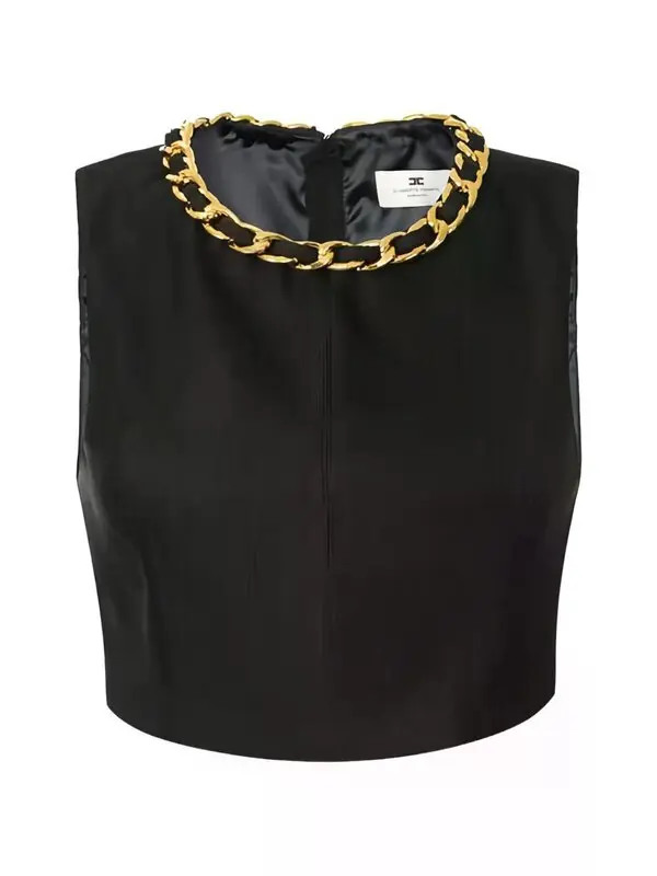 Elisabetta Franchi Cropped Jewel Chain Top - Black