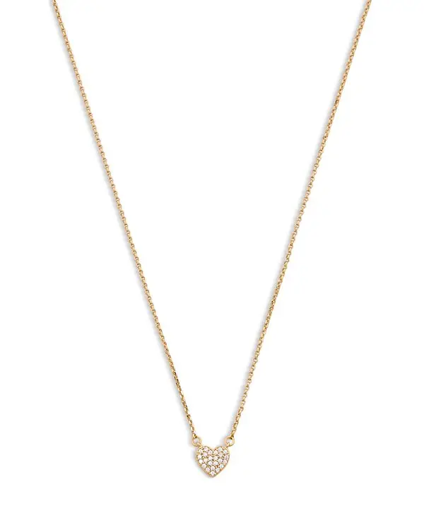 Kate Spade New York Yours Truly Pave Heart Mini Pendant Necklace - Clear/gold