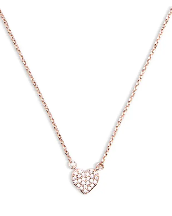 Kate Spade New York Yours Truly Pave Heart Mini Pendant Necklace - Clear/rose