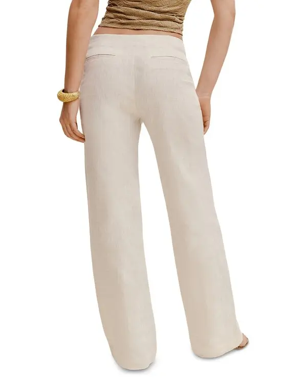 REFORMATION Vida Linen Low Rise Pants - Oatmeal