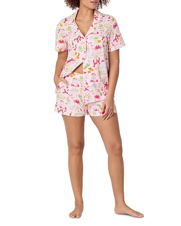 BEDHEAD PAJAMAS Short Sleeve Classic Shorty Stretch Jersey Pajama Set - French Quarter