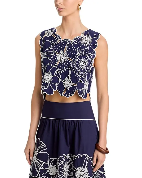 Farm Rio Split Back Cropped Top - Blue