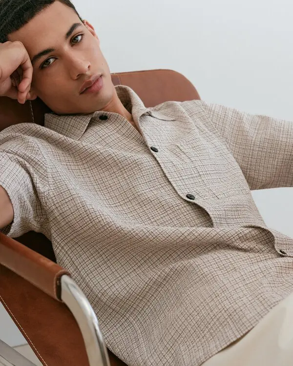Theory Short Sleeve Button Up Shirt - Morel Multi