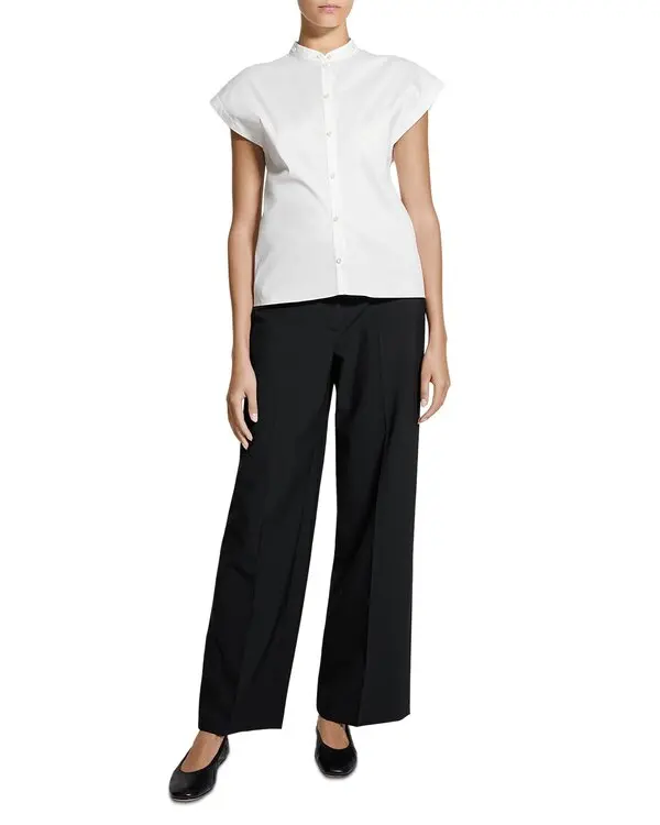 Theory Cap Sleeve Shirt In Good Poplin