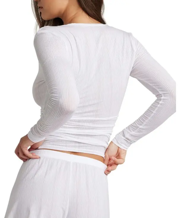 NEGATIVE Whipped Henley Long Sleeve Shirt - White
