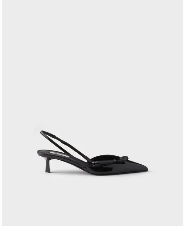 Prada Patent Leather Slingback Pumps - Black